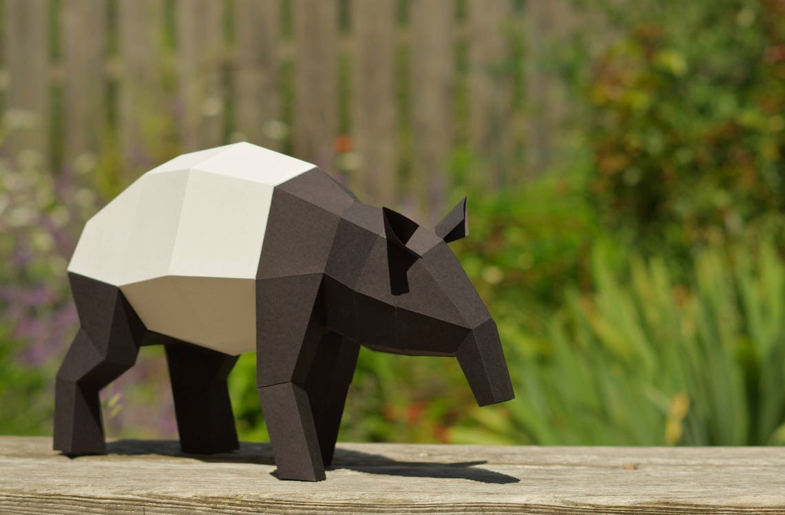 Malayan Tapir Asian Tapir Paperwolf Paper Animals DIY Paper | Etsy