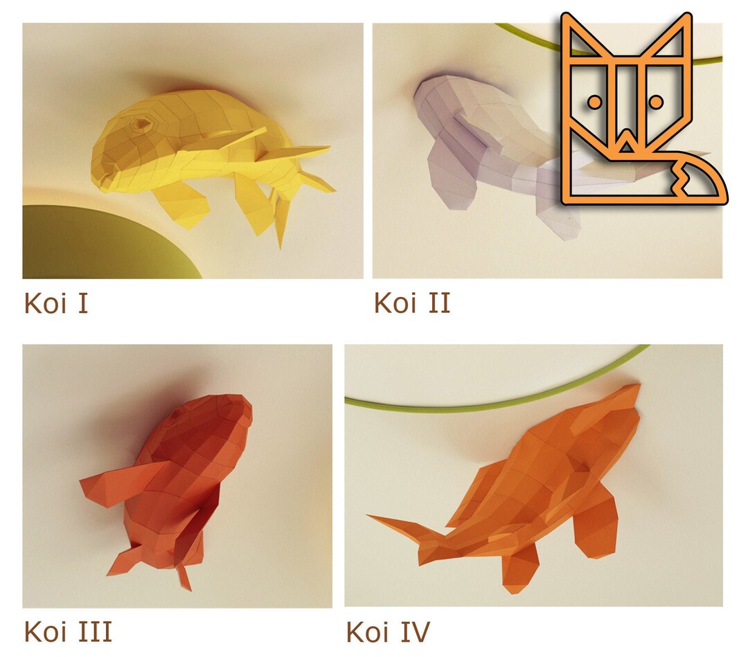 Ceiling Kois - Fish Shoal, Papercraft Kit (4 Fishes) - Etsy