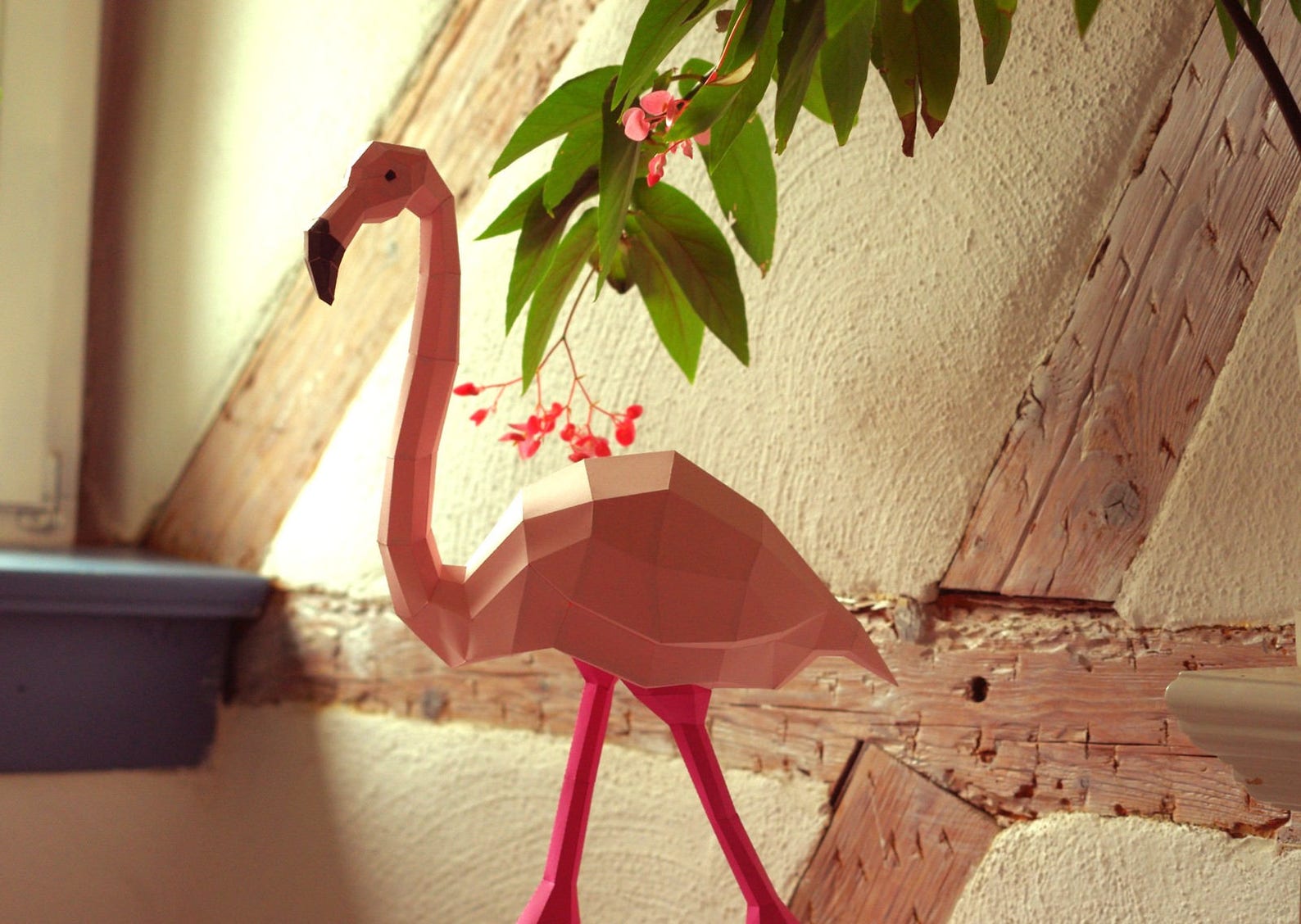 Flamingo Papercraft Kit pink flamingo geometric paper | Etsy