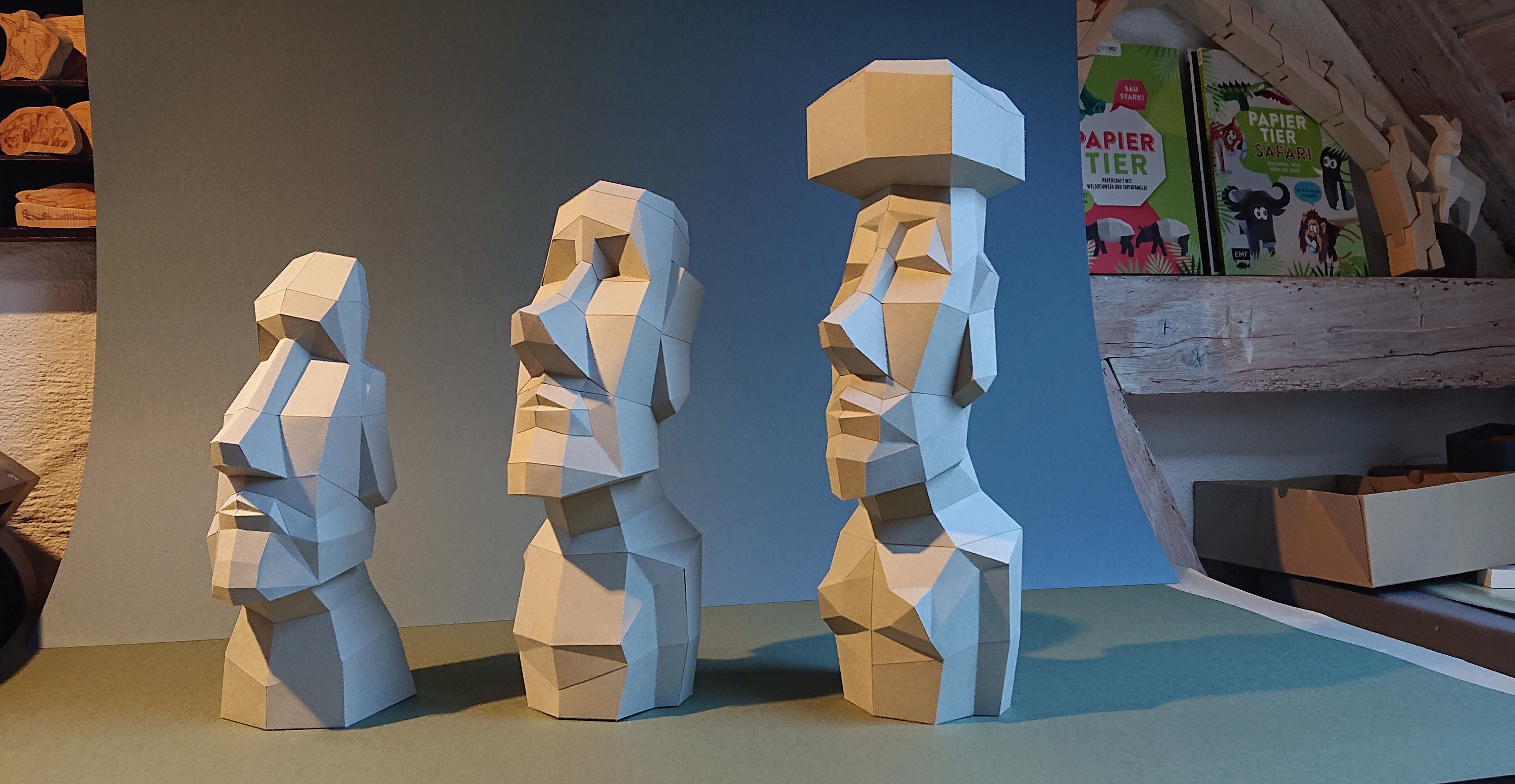 Easter Island Moai Statue Papercraft kit by Paperwolf 3 Rapa | Etsy