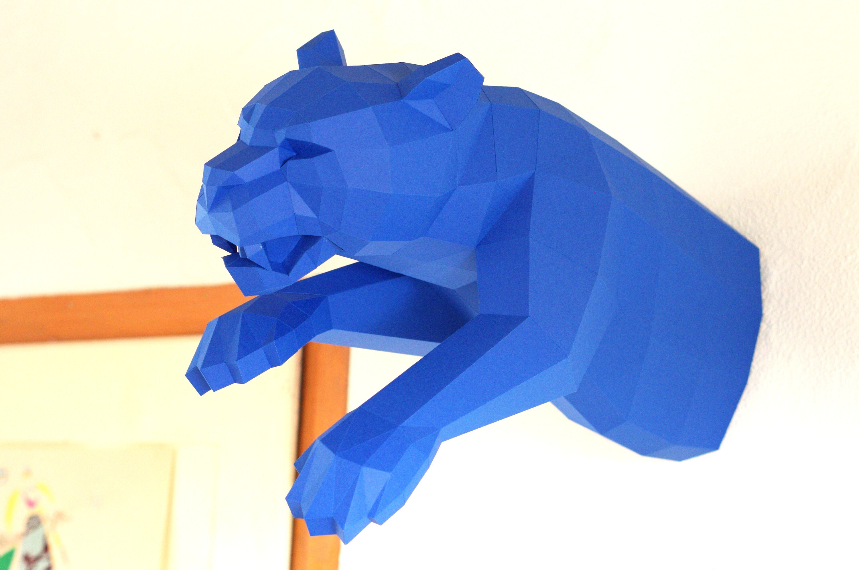 Jumping Jaguar, Half Out of the Wall, Papercraft Kit Designed by ...