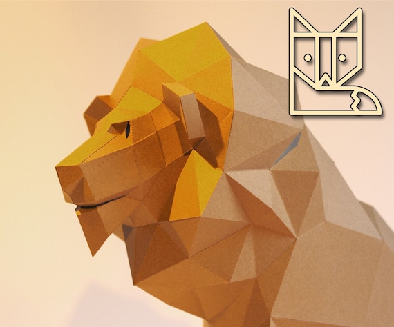 Guardian Lion Little Statue Papercraft Kit Paper Lion | Etsy