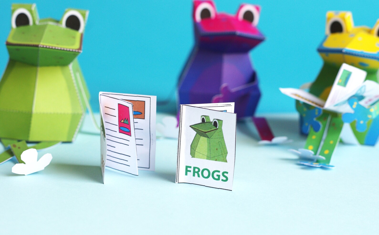 Colorful Frogs Papercraft Kit for Children Pdf Digital | Etsy