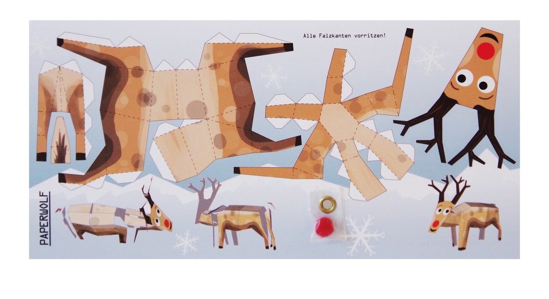 Postcard "rudolph the Reindeer" - Christmas Edition DIY Template - Etsy