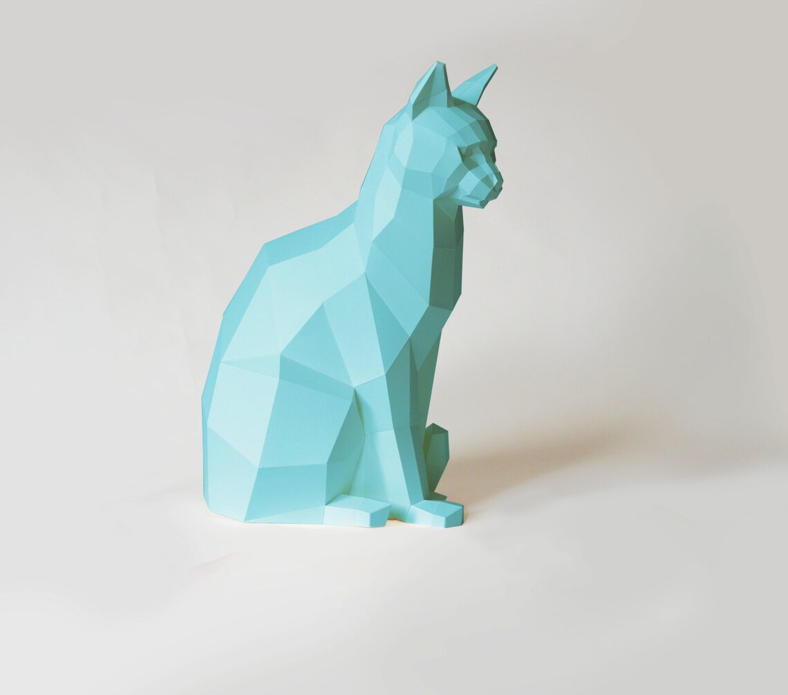 Sitting Cat Papercraft Kit by Paperwolf Perfect Lockdown | Etsy