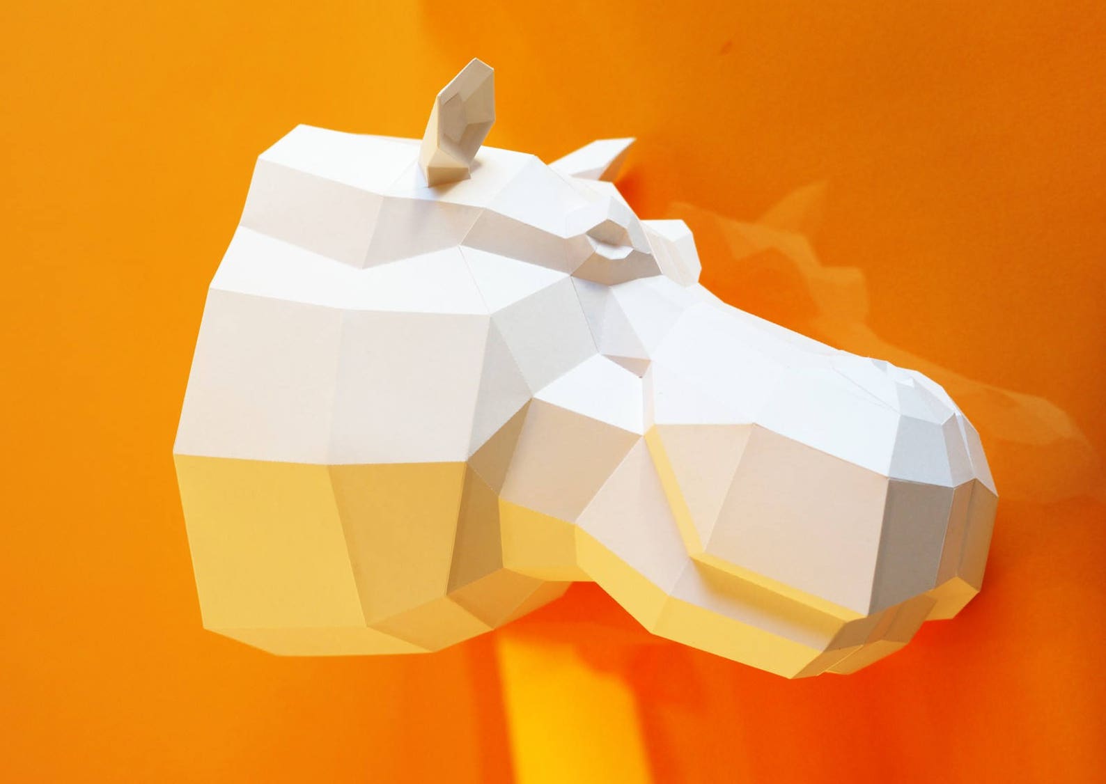 Hippo Hippopotamus Paper Animal papercraft kit wall trophy | Etsy