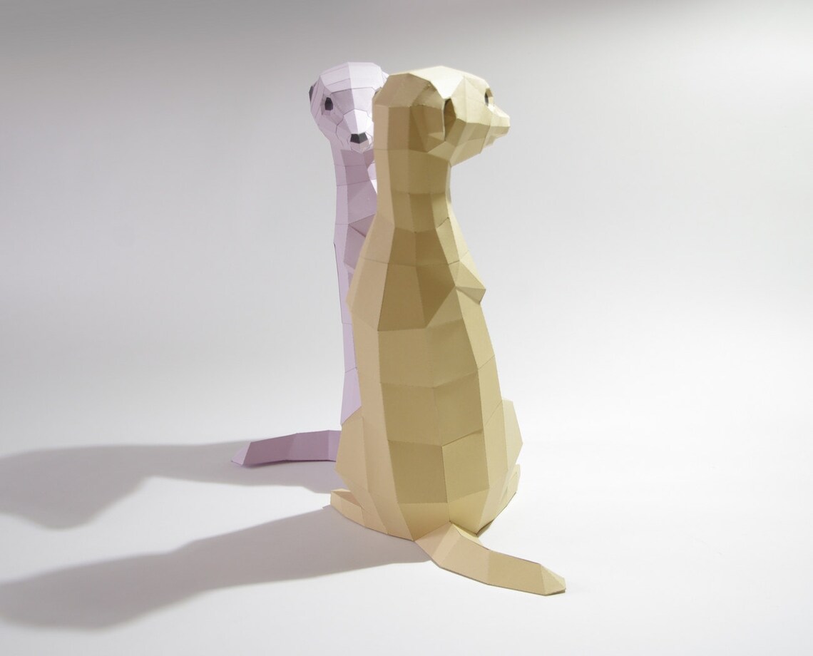 Meerkat Papercraft Kit Various Colors Paper Sculpture Cut and - Etsy