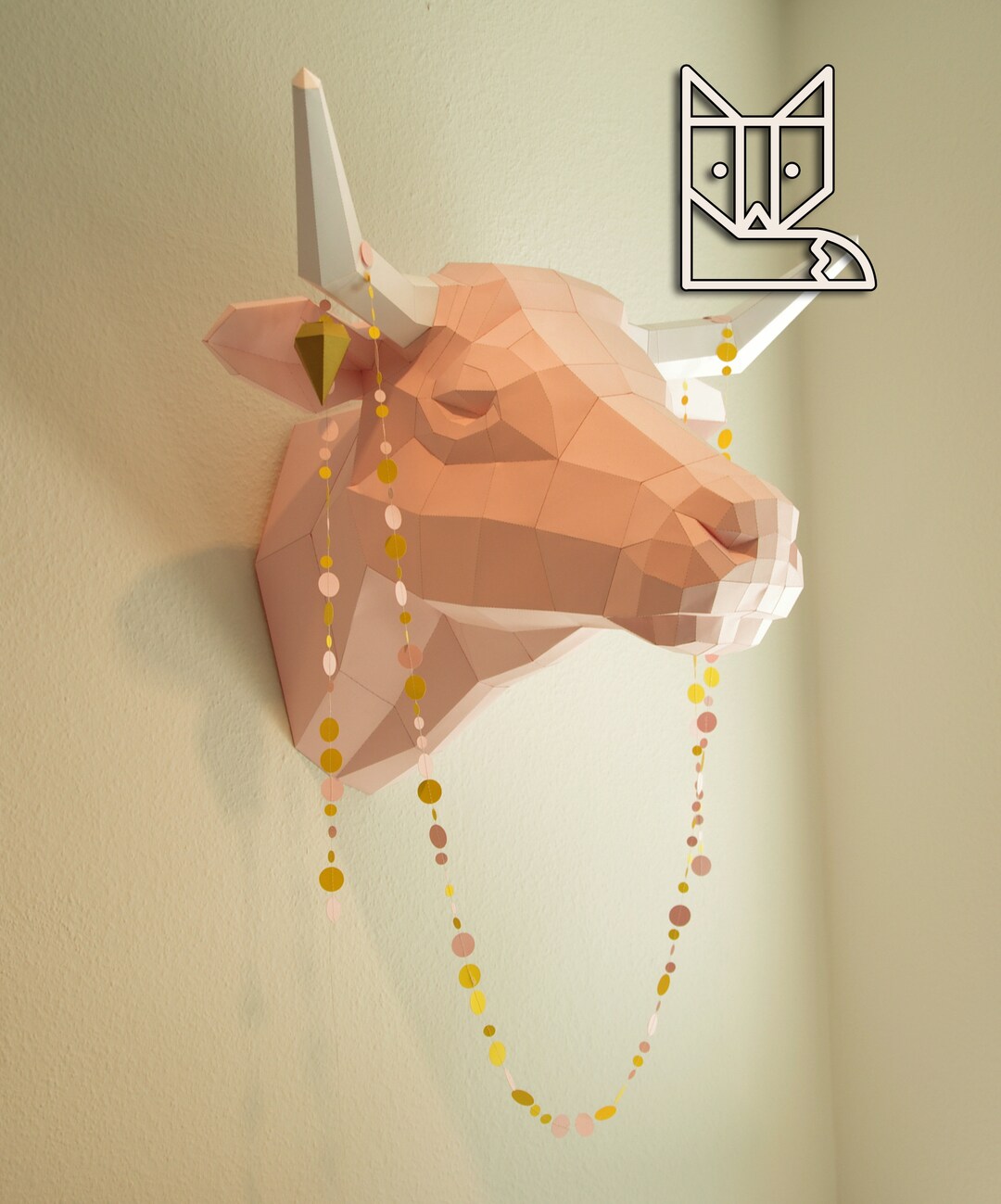 Fake Trophy Cow Cattle, Cow Deco Kit, Diy Papercraft Kit in Many Colors ...