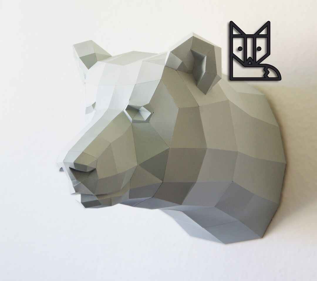 Papercraft Template Bear, Brown Bear Trophy, Faux Trophee, Fake Trophy ...