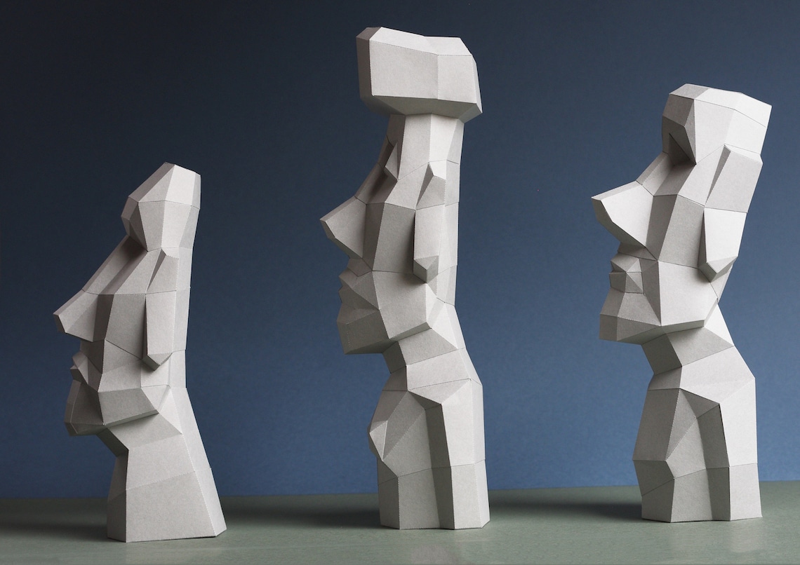 Easter Island Moai Statue Papercraft kit by Paperwolf 3 Rapa | Etsy