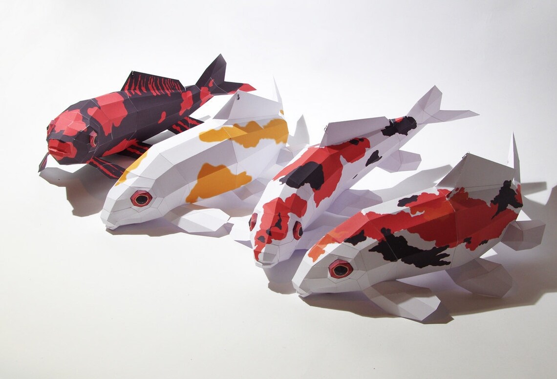 Ebook Papercraft Kit "hi Utsuri and Taisho" Carp Pdf, Fishes Papercraft ...