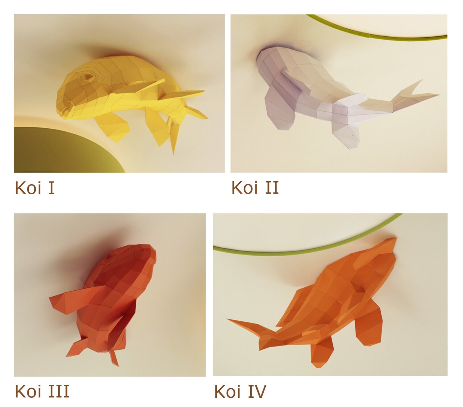 Ceiling Kois Fish Shoal Papercraft Kit 4 Fishes - Etsy