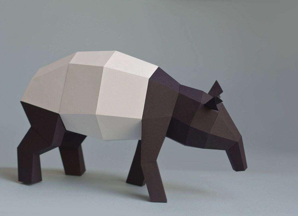 Malayan Tapir Asian Tapir Paperwolf Paper Animals DIY Paper | Etsy