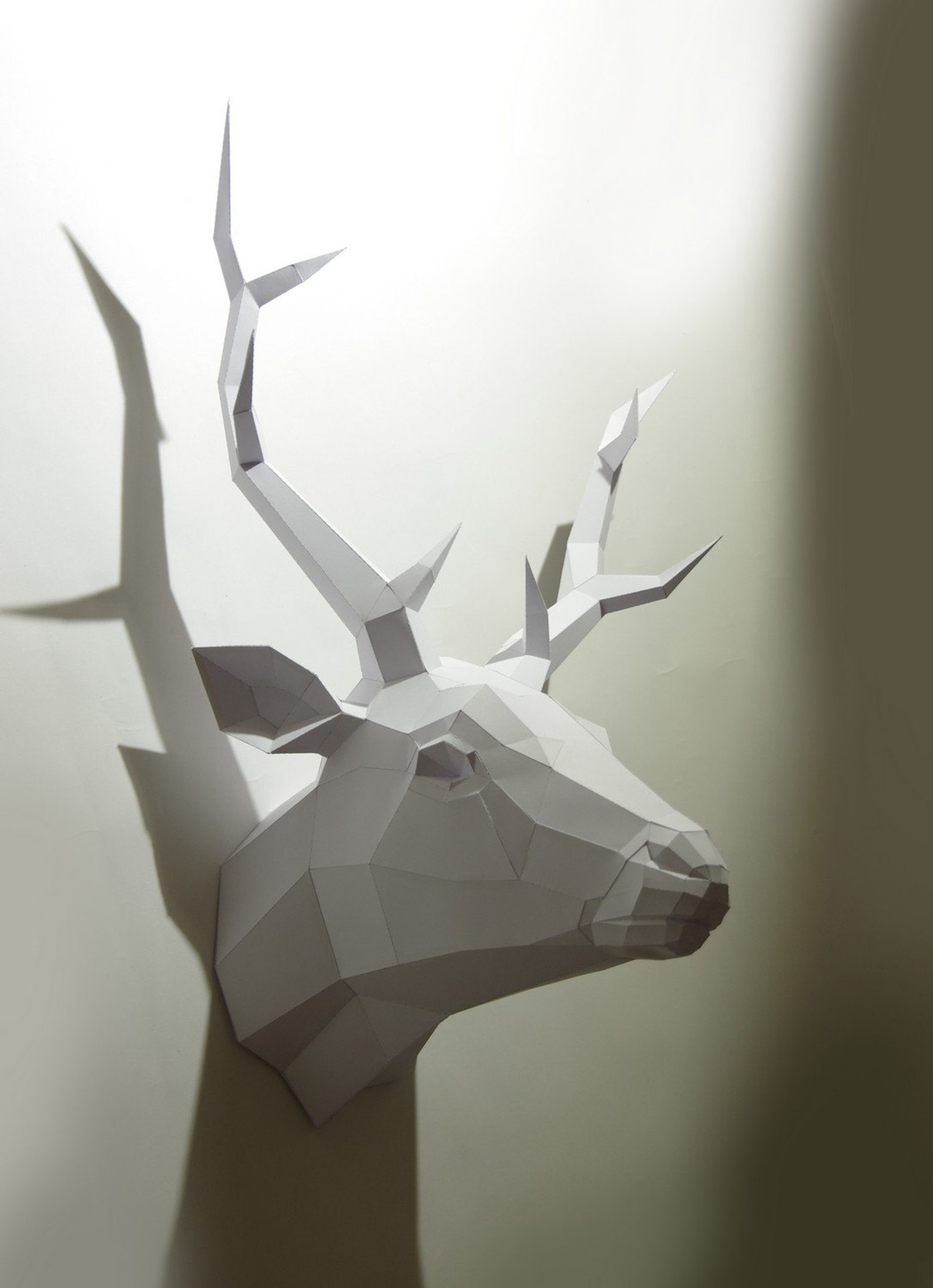 White Deer Paper Head Papercraft Kit in Geometric Polygonal - Etsy