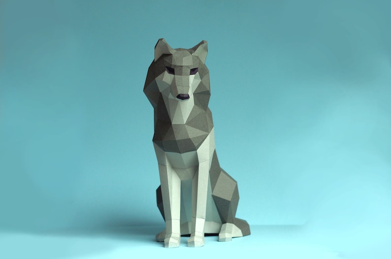 The Paper Wolf Papercraft Kit, Sitting Wolf by Paperwolf. Friendly ...