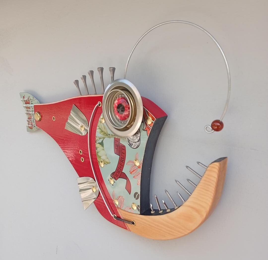 Angler Fish Sculpture W 19 in X H 111 in Fish Decor Beach House Decor ...