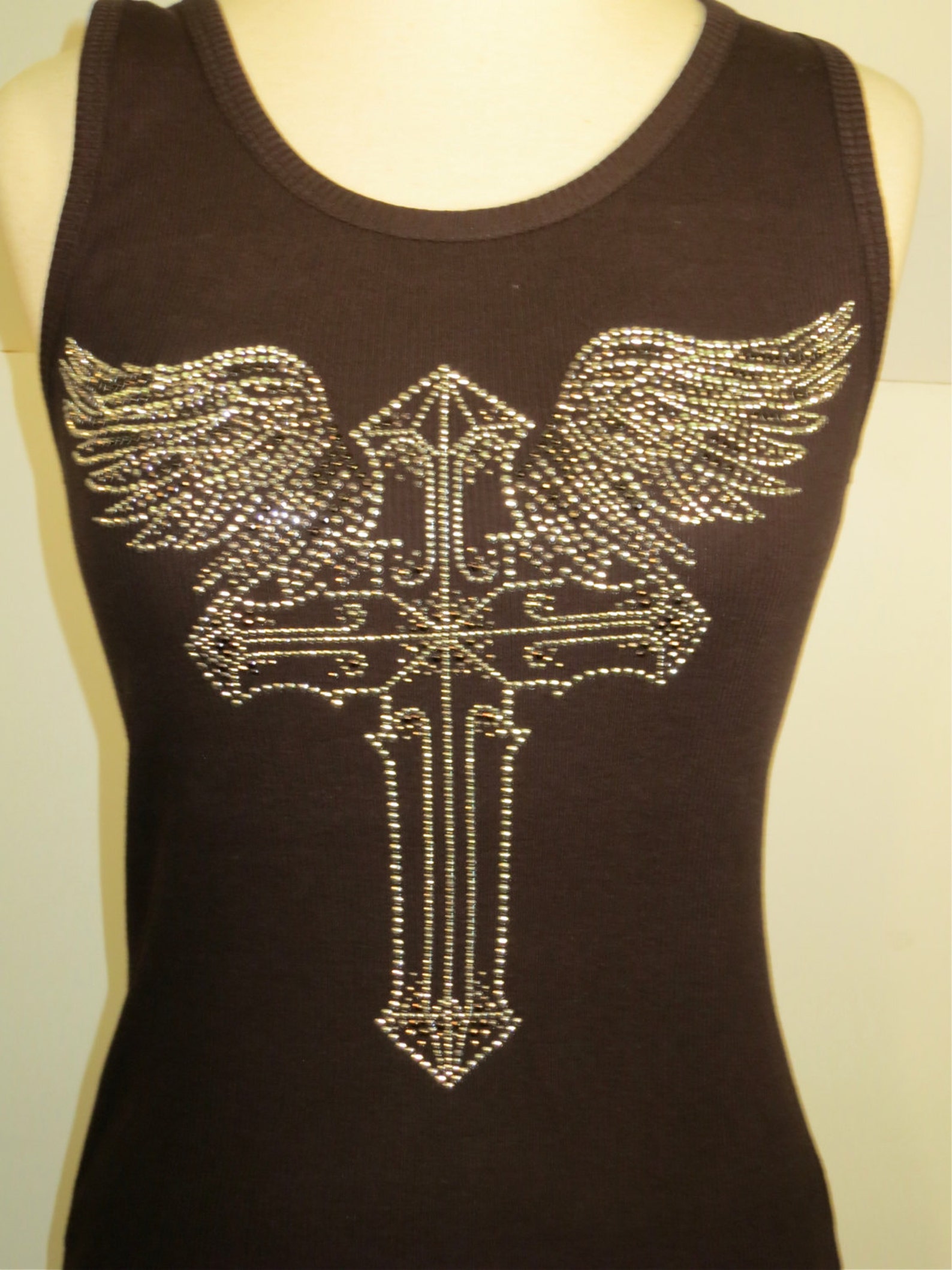 Angel Cross Rhinestone Tank Top - Etsy