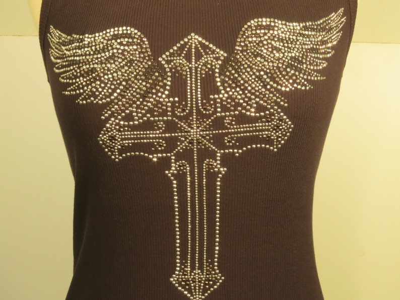 Angel Cross Rhinestone Tank Top - Etsy