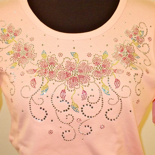 Bling Shirt White With Rhinestone Embellished Neckline. Short - Etsy