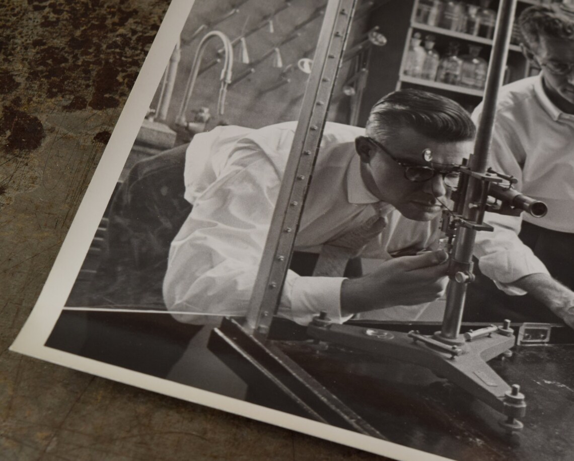 Vintage Industrial Photograph. Black & White. Men in Lab Setting. 1950s ...