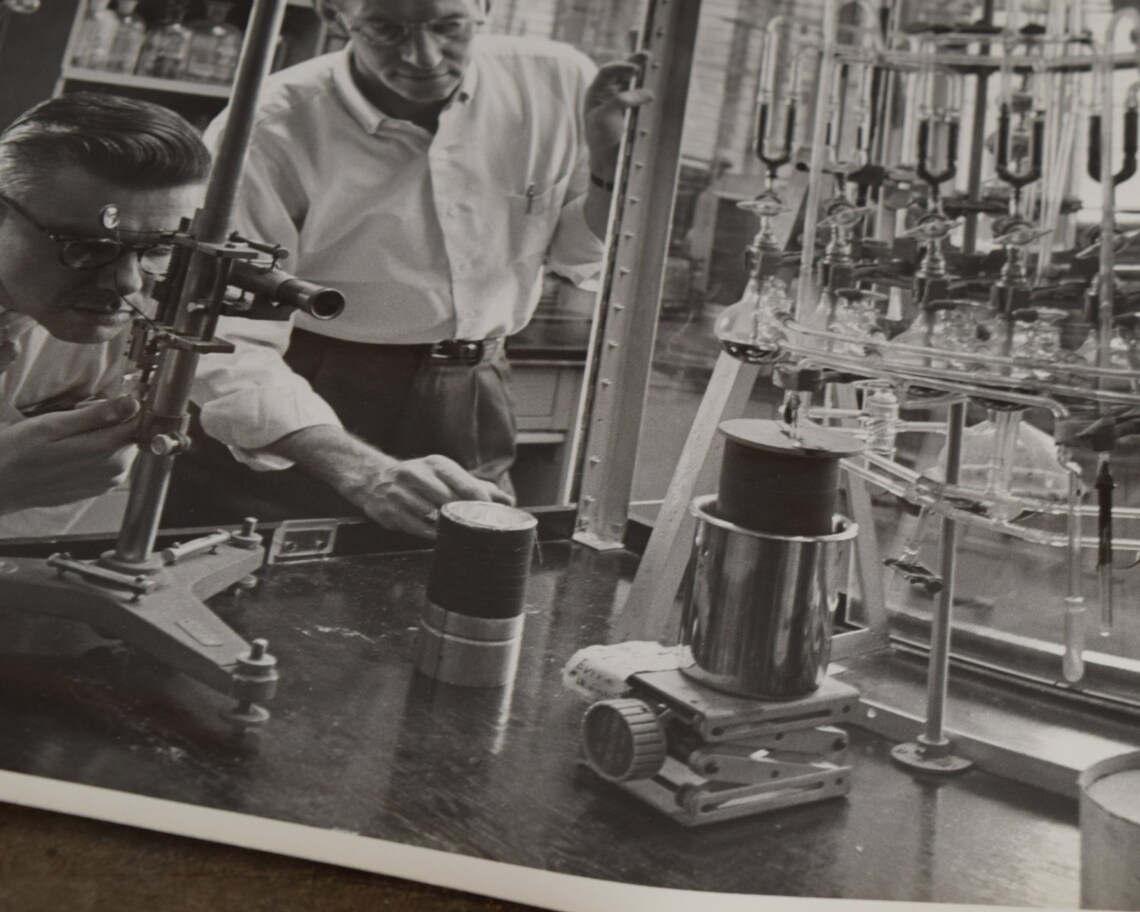 Vintage Industrial Photograph. Black & White. Men in Lab Setting. 1950s ...