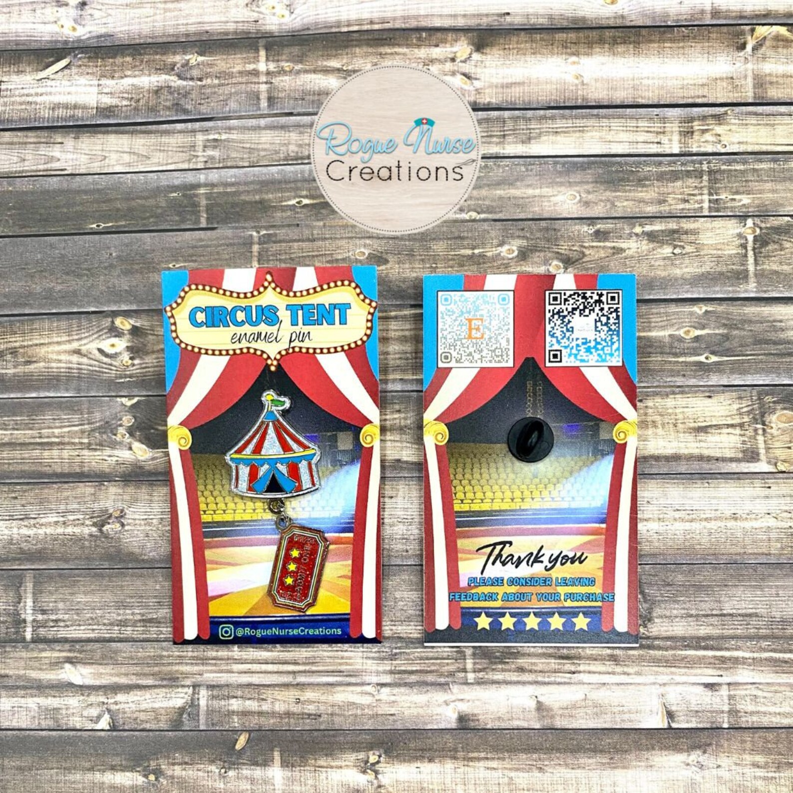 Circus Tent With Red Glitter Dangle Admit One Ticket Enamel Pin, Under ...