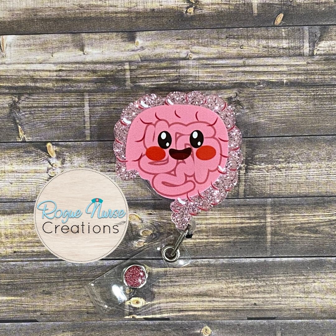 Pink Glitter Intestines Acrylic/epoxy Retractable Badge Reel ...