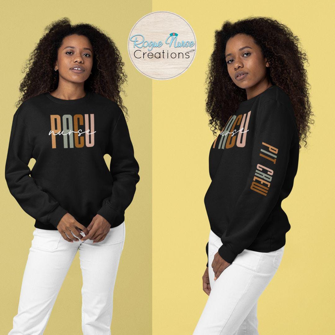 PACU Nurse Graphic Pullover Sweatshirt in Black With White Nurse ...