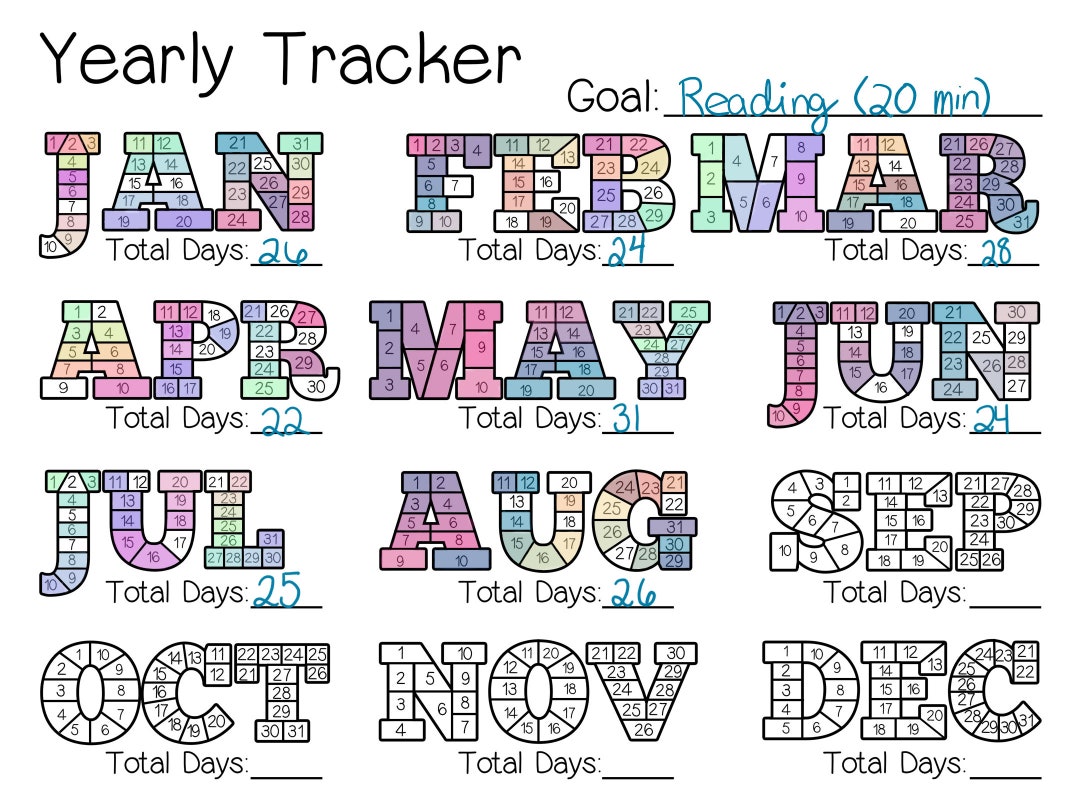 Yearly Tracker Coloring Page - Etsy
