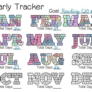 Yearly Tracker Coloring Page - Etsy