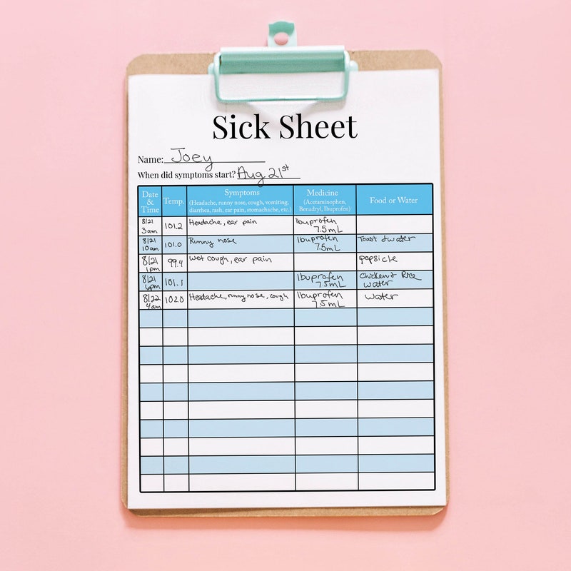 Sick Chart Printable - Etsy