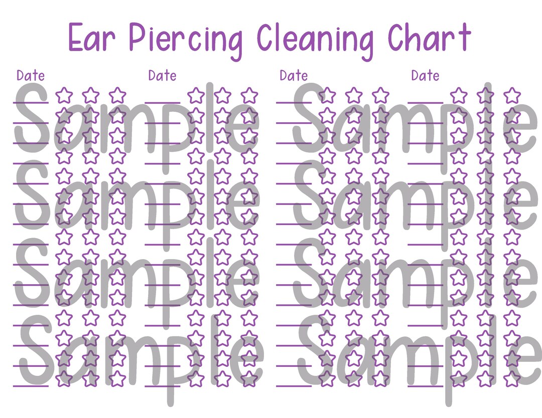 Ear Piercing Cleaning Chart for Kids – Printable 60 Day Tracker With ...