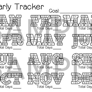 Yearly Tracker Coloring Page - Etsy