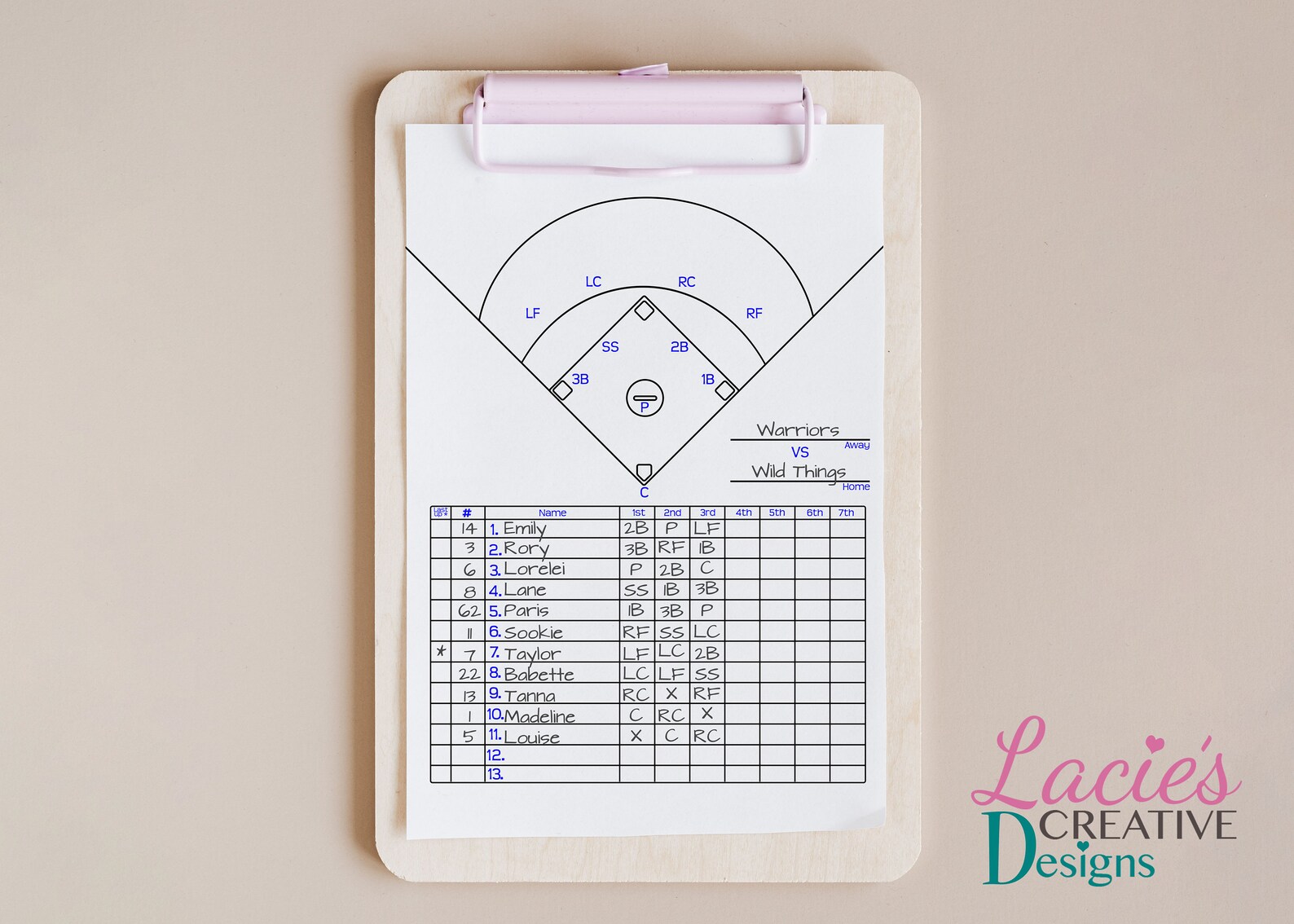 Softball Dugout Roster With Positions (4 Outfielders) & FREE BONUS ...