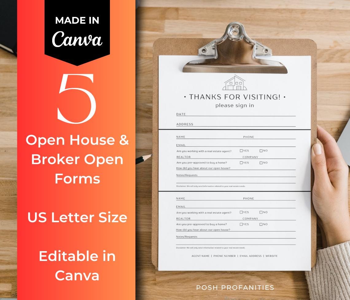 5 Editable Open House Forms | Canva | Sign-in & Feedback Templates for ...