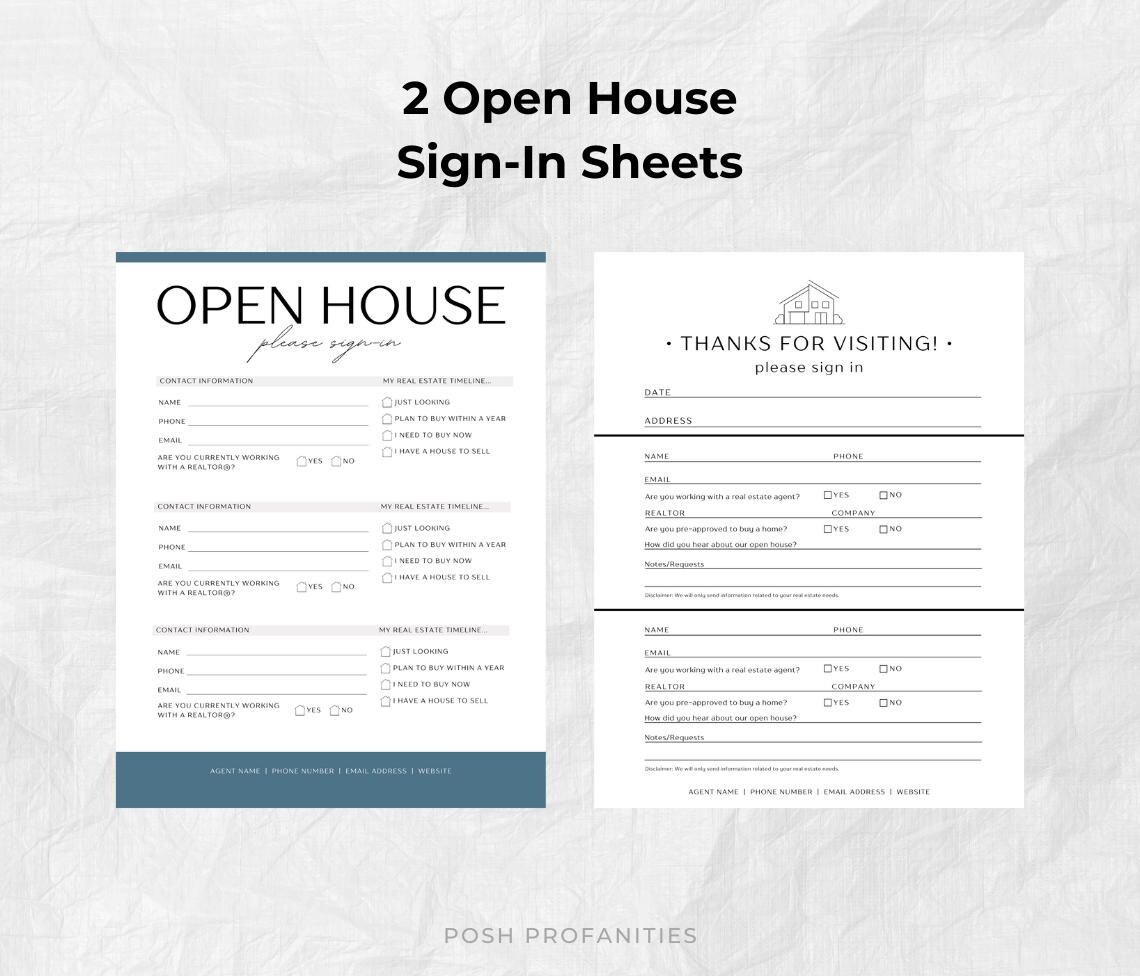 5 Editable Open House Forms | Canva | Sign-in & Feedback Templates for ...