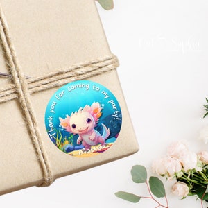 Axolotl Thank You Stickers, Axolotl Party Decorations, Axolotl Theme ...