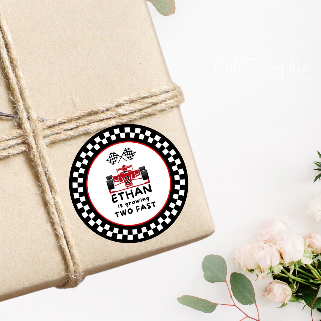 Pit Crew Thank You Sticker, Pass Racing to One Fast Birthday, Race Car ...