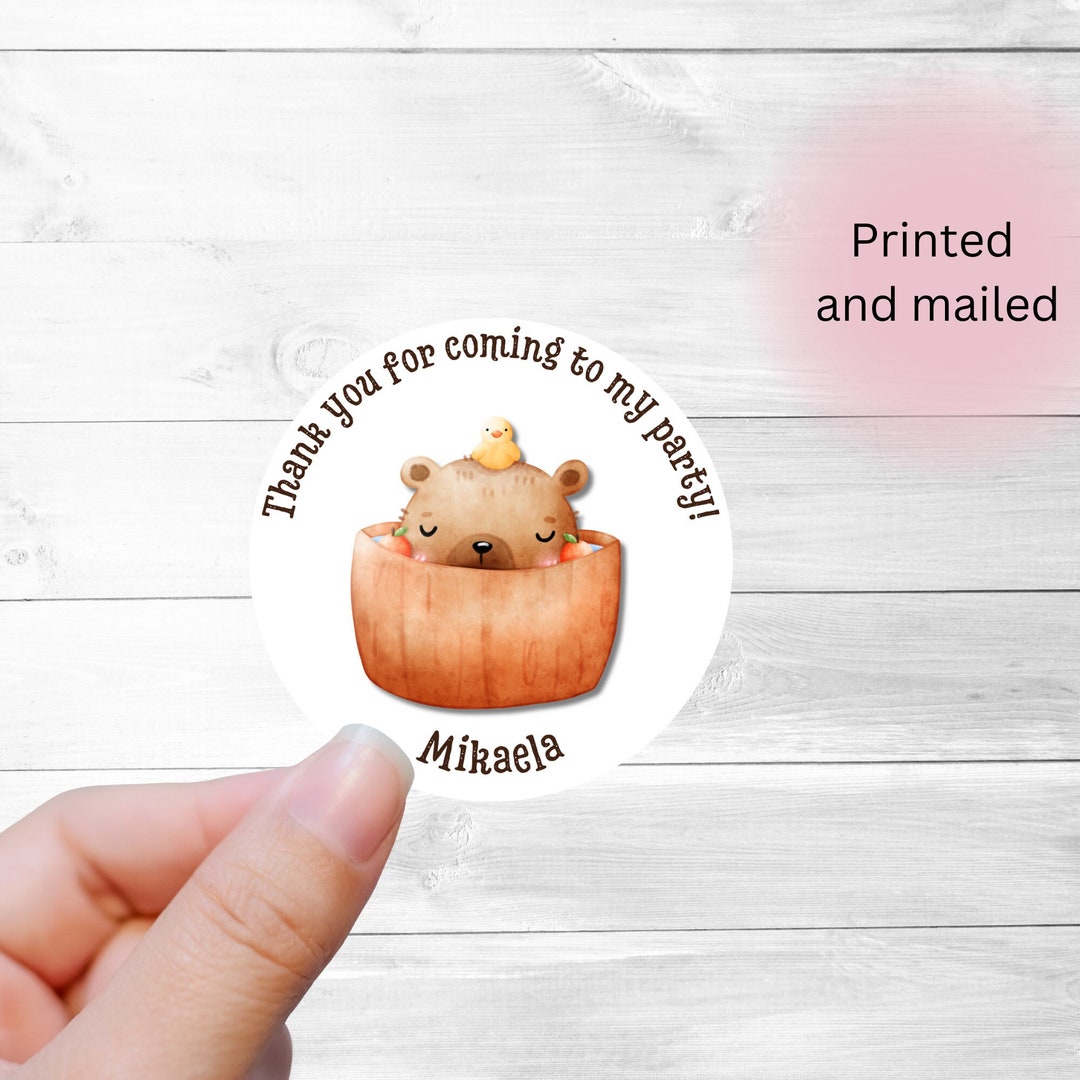 Capybara Thank You Sticker, Capybara Stickers, Animal Birthday, Cute ...
