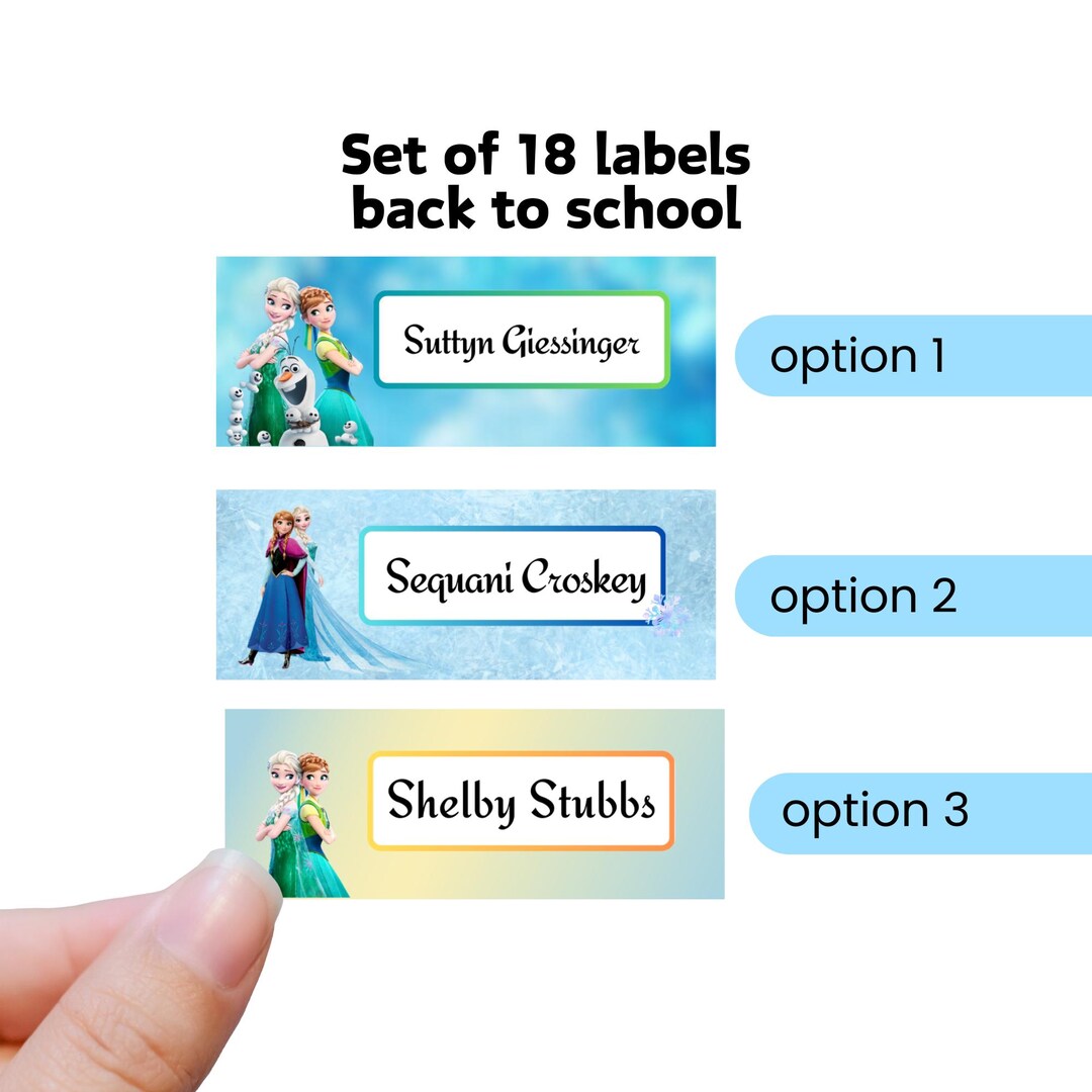 18 Personalized Name Label, Frozen Back to School Labels, Anna and Elsa ...