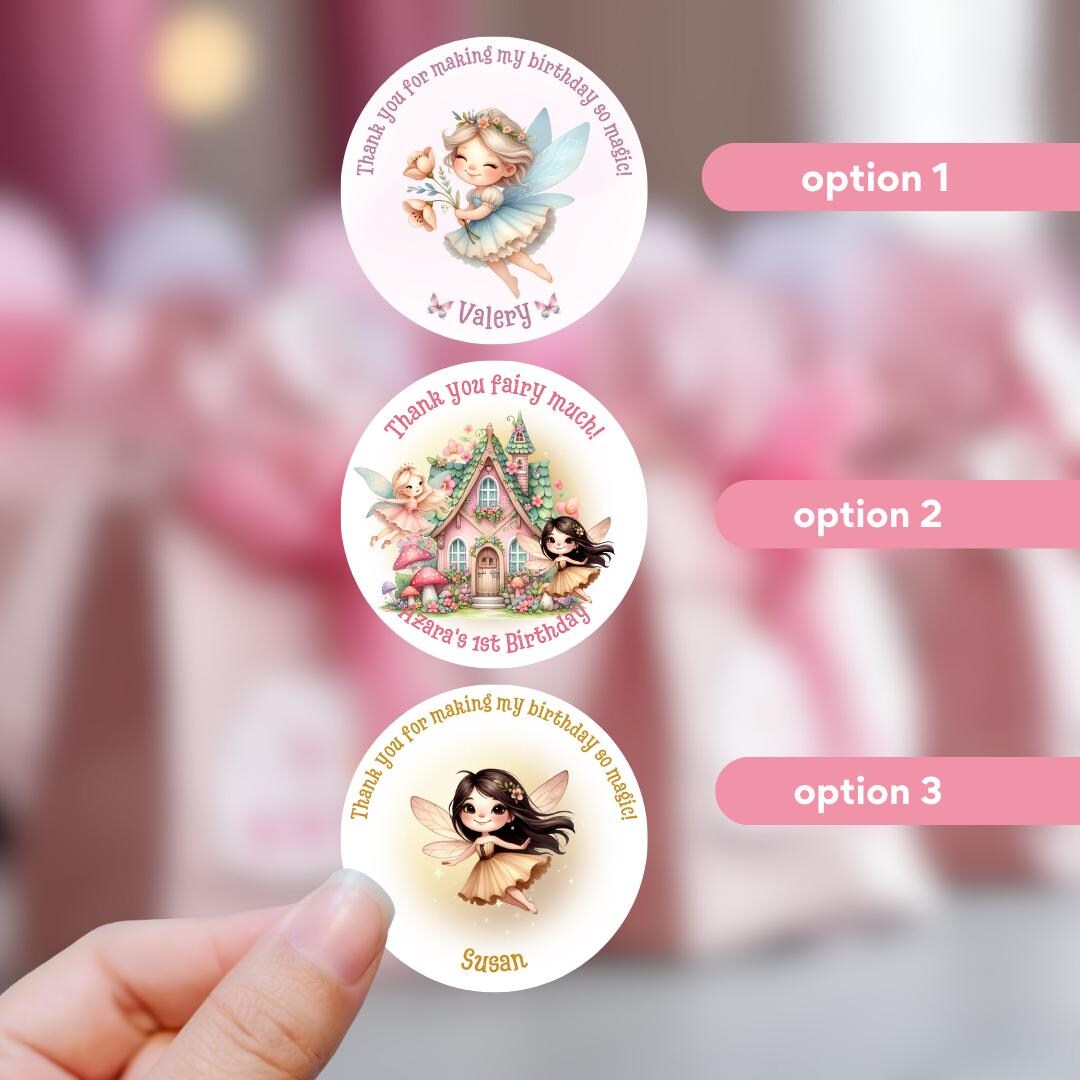 Fairy Birthday Labels, Forest Enchanted Thank You Stickers, Enchanted ...