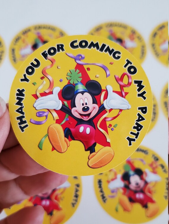 Mickey Mouse birthday, 12 Mickey Mouse sticker round- Mickey Mouse ...