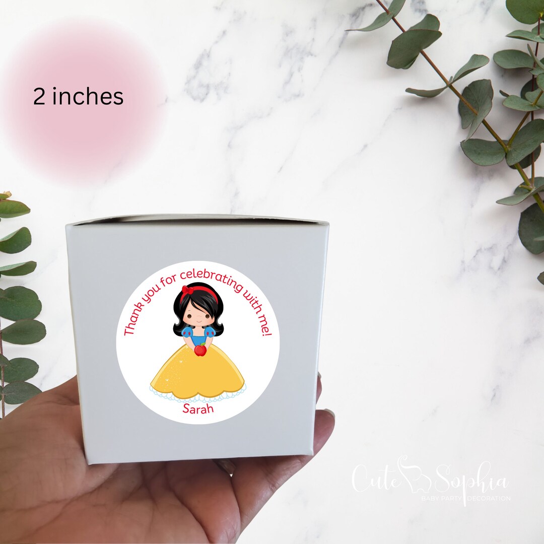 Princess Birthday Thank You Sticker, Princess Birthday Party Theme ...