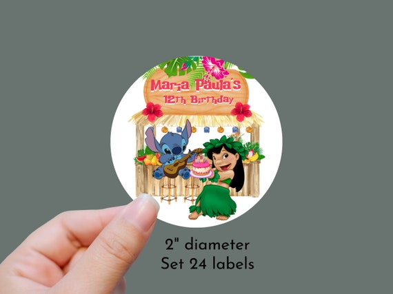 24 labels Lilo and Stitch label birthday Lilo & Stitch custom labels ...