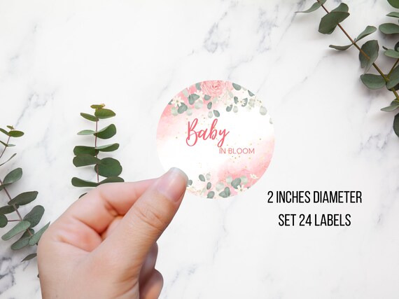 Floral baby shower thank you label baby shower baby in bloom party pink ...