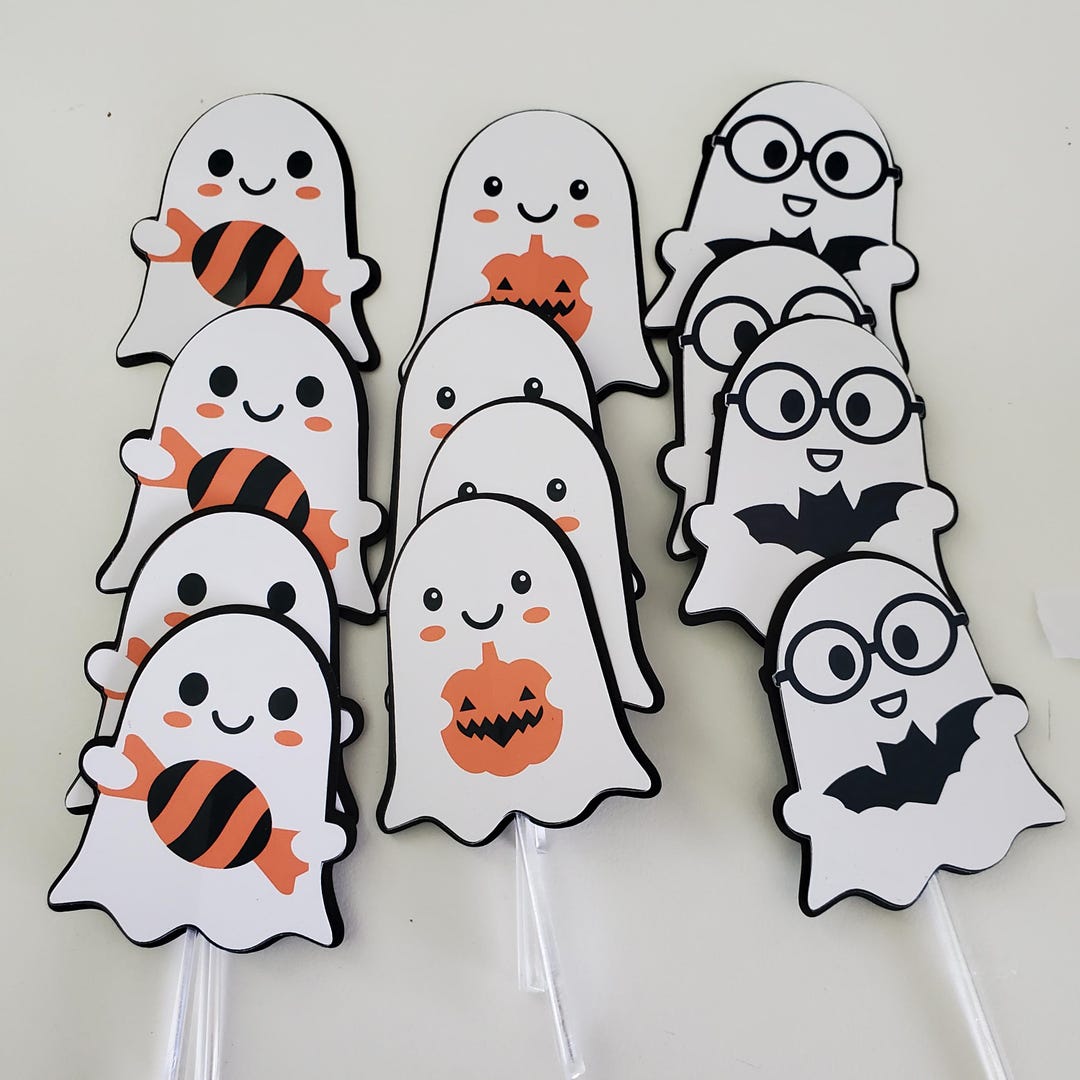 Spooky Cupcake Toppers Ghost Party Decoration Halloween Birthday Theme ...