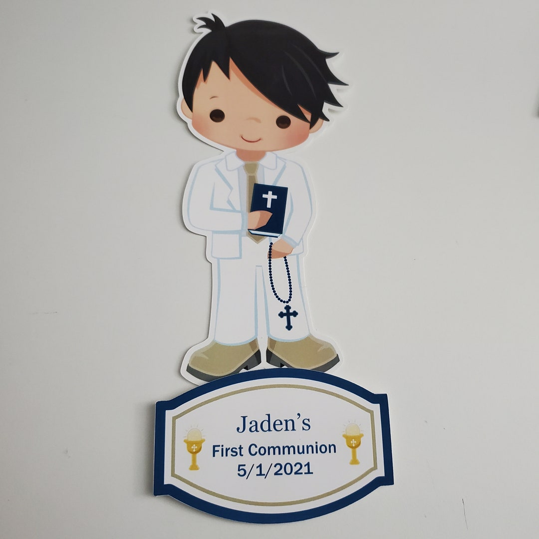 Set of 4 First Communion Party Decoration, Boy First Holy Communion ...