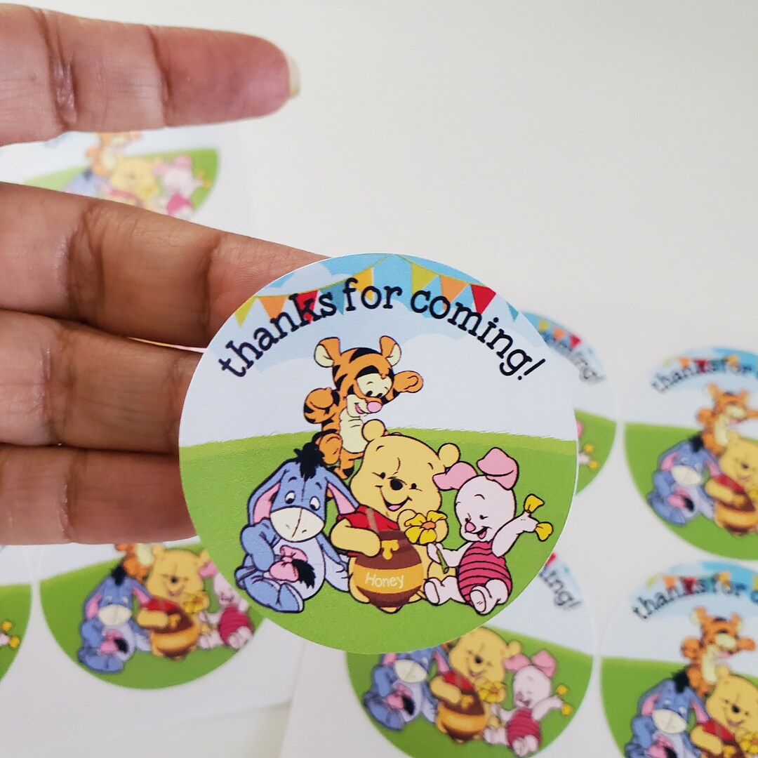 24 Winnie the Pooh Baby Shower Stickers a Yummy for Your Tummy - Etsy