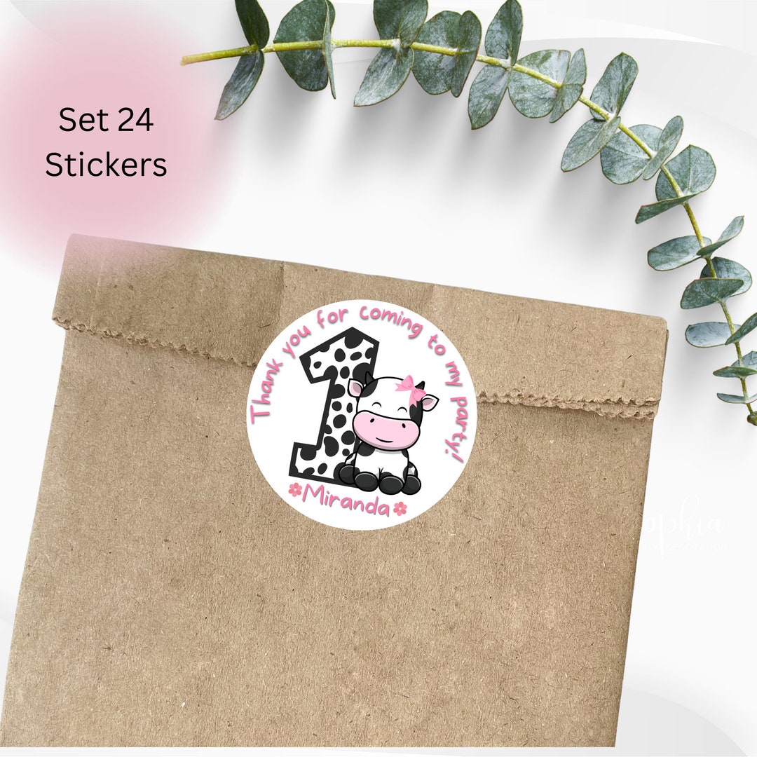Farm Birthday Stickers, Cow Birthday Party Decor, Farm 1st Birthday ...