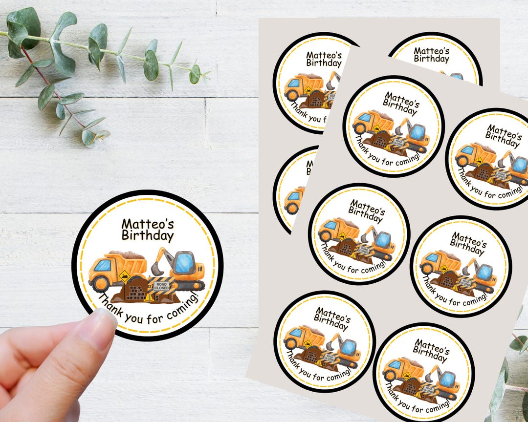 Dump Truck Construction Zone Stickers, Diggin It Party Decor, Excavator ...